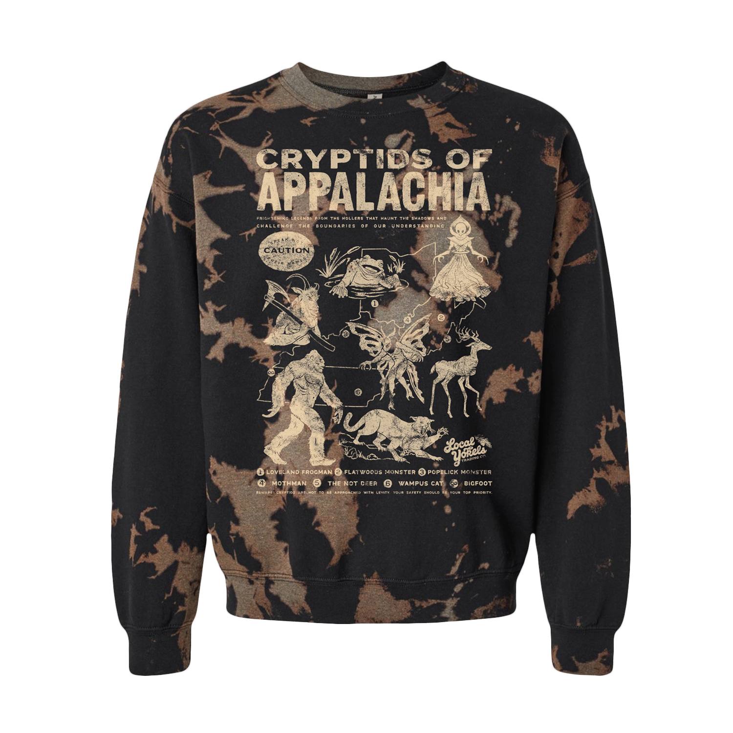 Cryptids of Appalachia - Reverse Tie Dye Crewneck Sweatshirt - Base ...